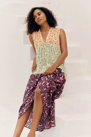 CELANDINE X Carla Llanos Cotton Midi Dress - Orange Pattern