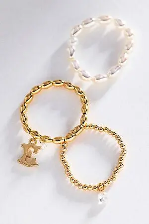 Anthropologie By Anthropologie Initial Stretch Rings, Set Of 3 E