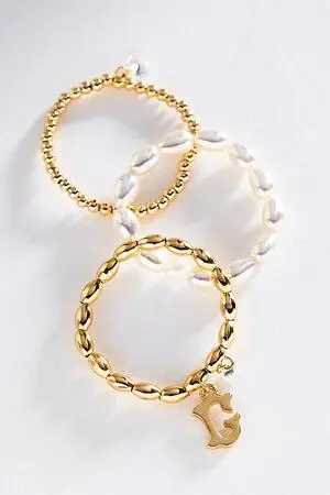 Anthropologie Initial Stretch Rings, Set Of 3 - G
