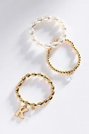Anthropologie Initial Stretch Rings, Set Of 3 - K