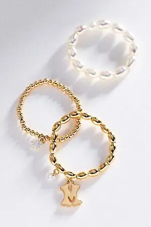 Anthropologie Initial Stretch Rings, Set Of 3 - M