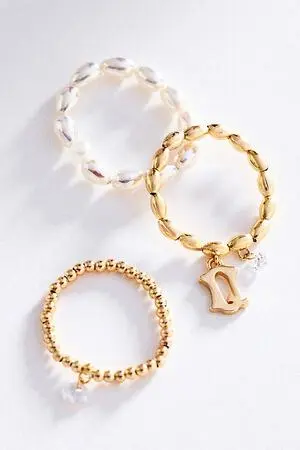 Anthropologie Initial Stretch Rings, Set Of 3 - Q