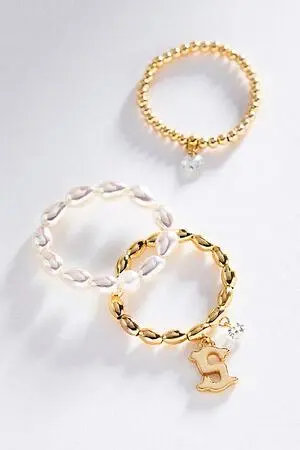Anthropologie Initial Stretch Rings, Set Of 3 - R