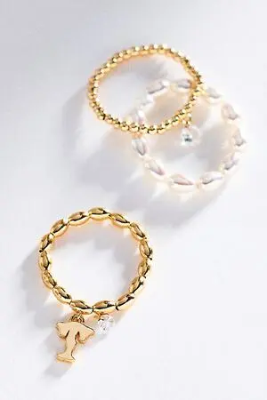 Anthropologie Initial Stretch Rings, Set Of 3 - S