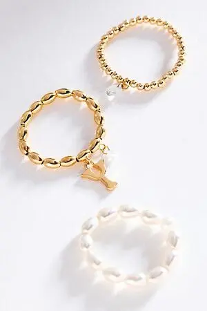Anthropologie Initial Stretch Rings, Set Of 3 - Y