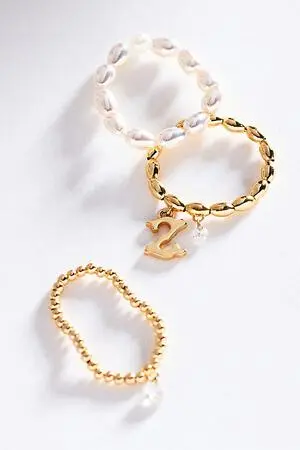 Anthropologie By Anthropologie Initial Stretch Rings, Set Of 3 Z