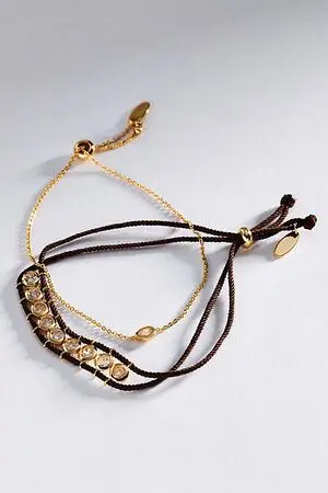 Anthropologie Crystal Corded Bracelet - Chocolate