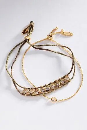 Anthropologie Crystal Corded Bracelet - Green