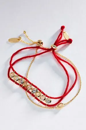 Anthropologie Crystal Corded Bracelet - Red