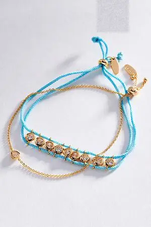 Anthropologie Crystal Corded Bracelet - Turquoise