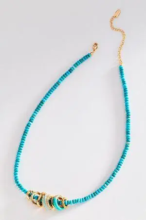 Anthropologie By Anthropologie Linked Ring Beaded Necklace Turquoise