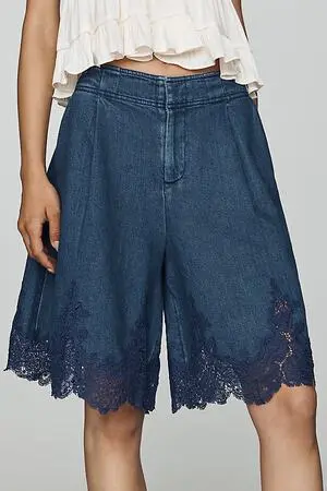 Anthropologie Long Lace Shorts