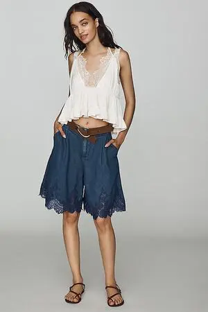 Anthropologie Long Lace Shorts