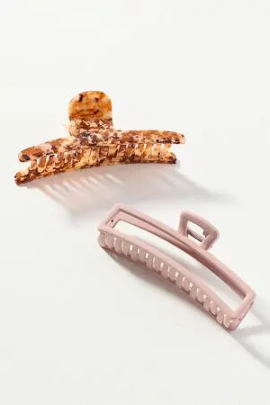 Anthropologie Large Hair Claw Clips, Set Of 2 - Pink