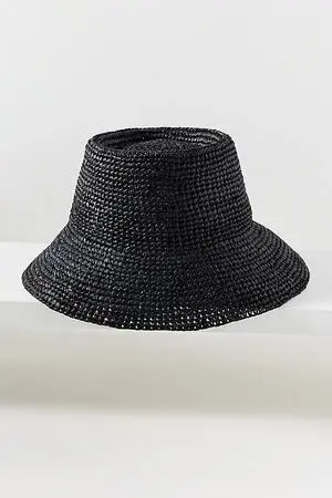 WYETH Tali Raffia Bucket Hat - Black