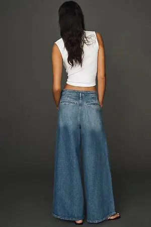 PILCRO Pleated High-rise Wide-leg Jeans