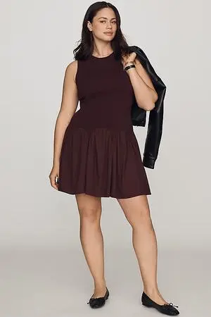 SIEMPRE Sleeveless Twofer Dress - Eggplant