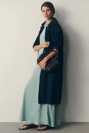 Avec Les Filles Long Trench Coat Jacket - Navy