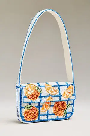 Anthropologie Fiona Beaded Bag: Food & Drk Edition - Orange