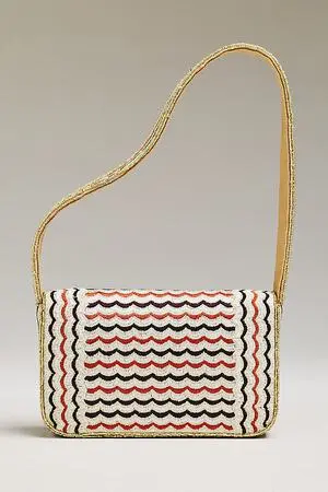 Anthropologie Fiona Beaded Bag: Geometric Edition - Neutral Textile