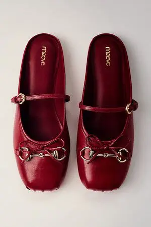 Maeve Horsebit Mule Ballet Flats - Red