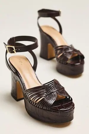 Maeve Platform Heels - Brown Croco
