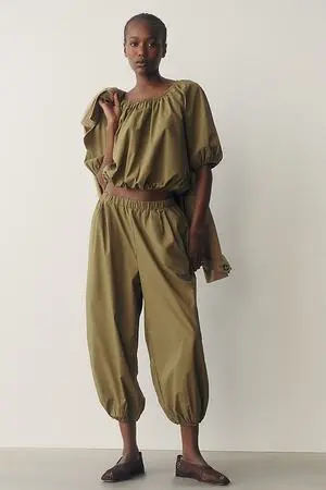 Daily Practice Cropped Bubble Pants Olive