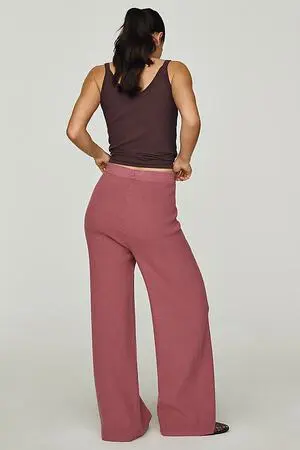 Daily Practice Knit Wide-leg Trousers Pants - Red Violet