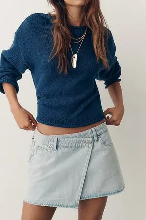Blanknyc Asymmetrical Denim Mini Skirt