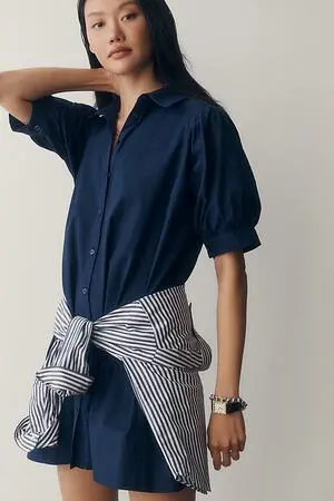 Maeve Cotton Puff-sleeve Shirtdress