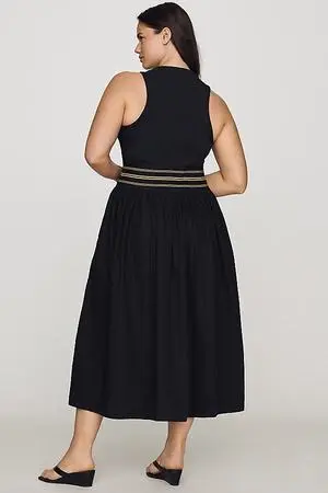 Anthropologie Banded Twofer Midi Dress - Black