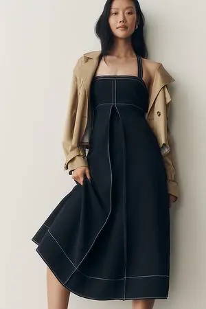 English Factory Halter Midi Dress - Black