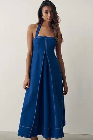 English Factory Halter Midi Dress - Blue