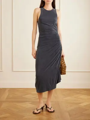 AGOLDE Anya Ruched Stretch-jersey Midi Dress