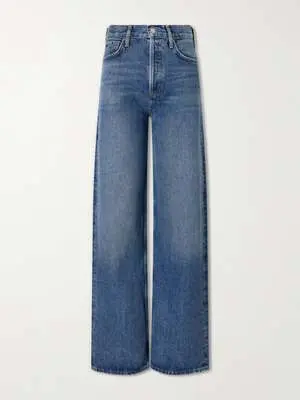 AGOLDE Ren Long High-rise Wide-leg Jeans - Dark Denim