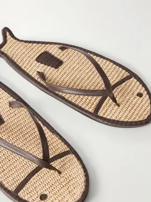 Staud Fish Leather And Raffia Sandals