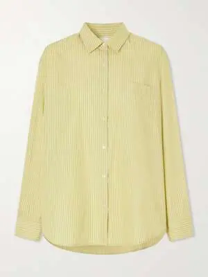 LESET Yoshi Striped Cotton And Lyocell-blend Poplin Shirt - Yellow