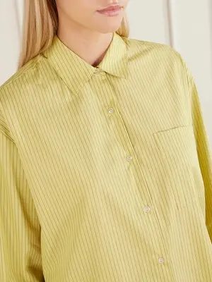 LESET Yoshi Striped Cotton And Lyocell-blend Poplin Shirt - Yellow