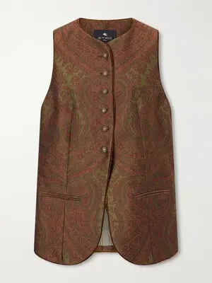 Etro Paisley Jacquard Crepe Vest - Green