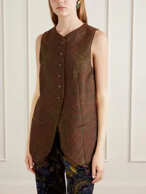 Etro Paisley Jacquard Crepe Vest - Green