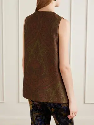 Etro Paisley Jacquard Crepe Vest - Green