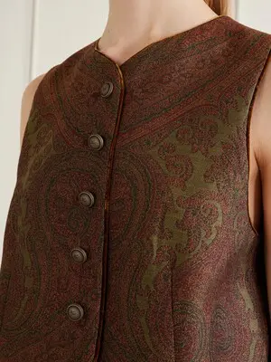 Etro Paisley Jacquard Crepe Vest - Green