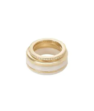 BY PARIAH Set Of Three 14-karat Recycled Gold, Diamond, And Agate Rings - White