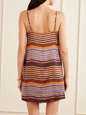 Faithfull The Brand Estrella Embellished Striped Crepe Mini Dress