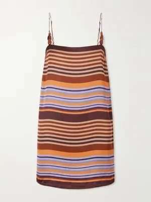 Faithfull The Brand Estrella Embellished Striped Crepe Mini Dress - Multi