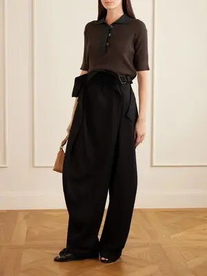 JW Anderson Ruffled Belted Wool Wide-leg Pants