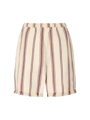 Alix Of Bohemia Tillie Bark Striped Cotton And Linen-blend Shorts With Frayed Hems - Neutrals