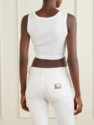 Dolce & Gabbana Ribbed Cotton-jersey Cropped Tank With Appliqu