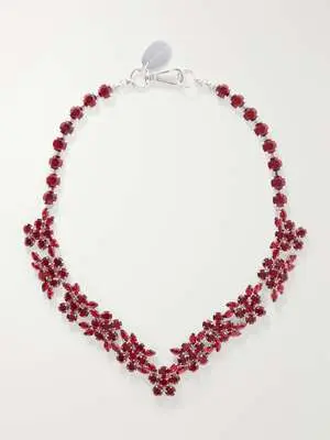 Simone Rocha Silver-tone Crystal Necklace - Crimson