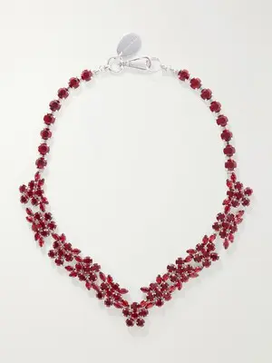 Simone Rocha Silver-tone Crystal Necklace - Red